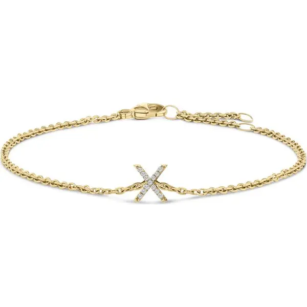 HAUS OF BRILLIANCE 10k Gold Diamond Accent Initial Charm Link Bracelet - Yellow | X
